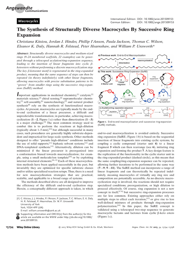 Structurally Diverse Macrocycles | PDF | Chemical Synthesis | Organic ...