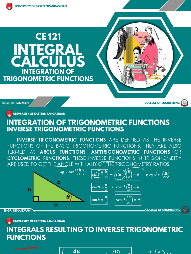 Ce121 Integration of Trigonometric Functions Inverse Trigonometric ...