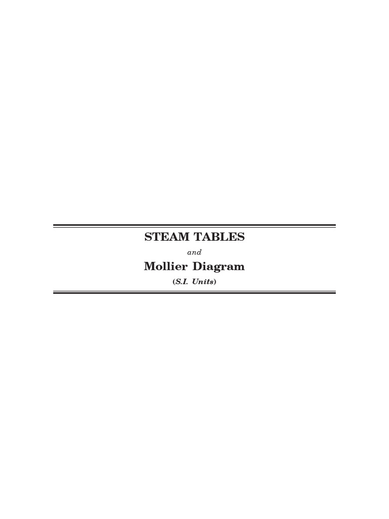 Steam Table Amp Mollier Chart | PDF | Steam | Enthalpy