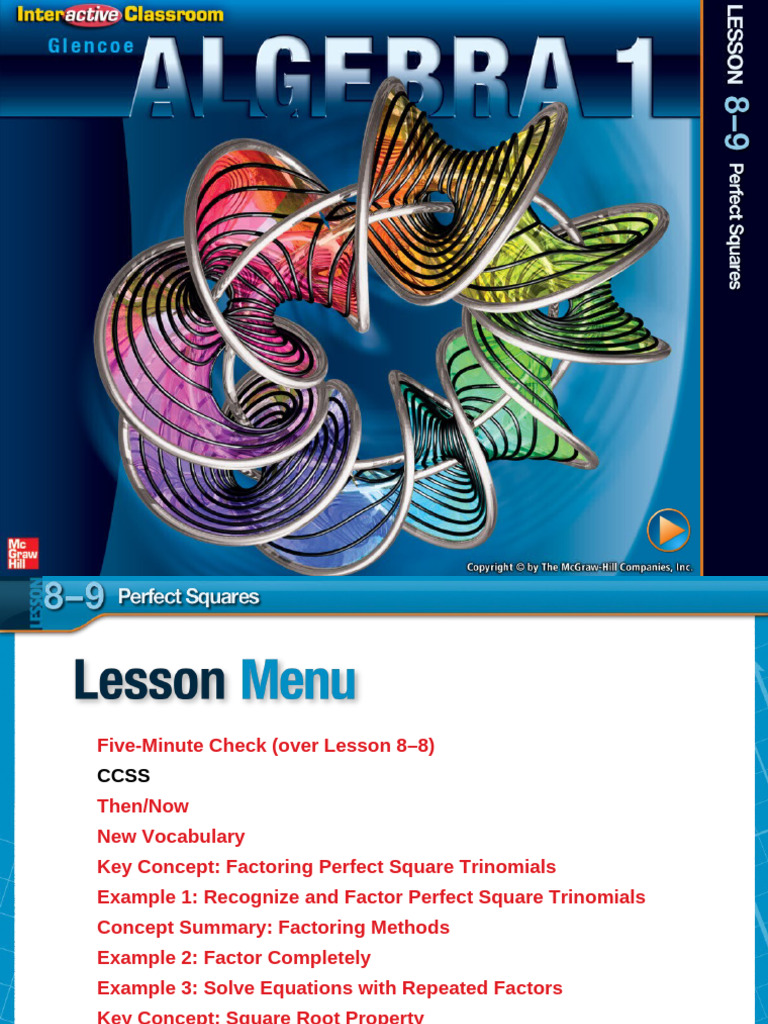 Factoring Perfect Square Trinomials Guide | PDF | Factorization | Equations