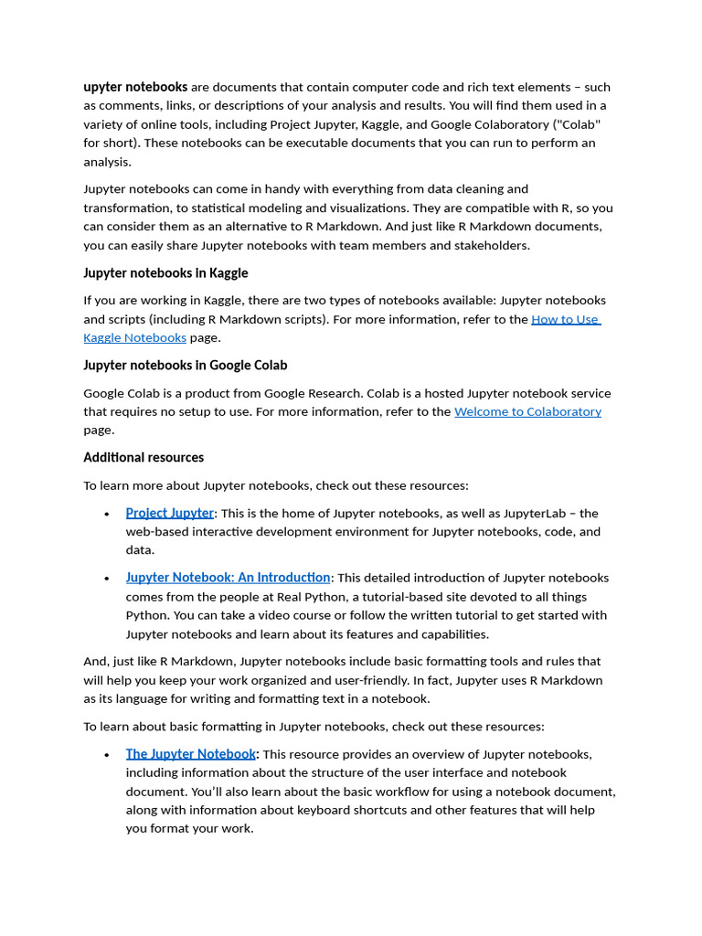 Upyter Notebooks Are Documents That Contain Computer Code and Rich Text ...