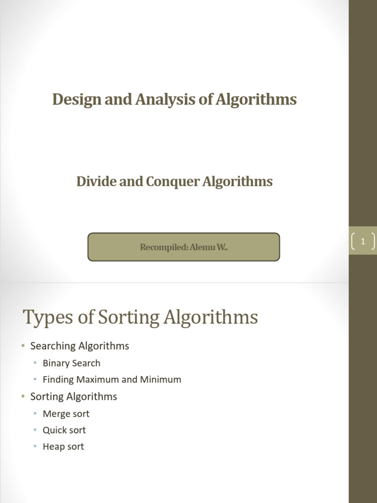 02 - Divide and Conquer Algoritihms - M | PDF | Algorithms | Applied Mathematics