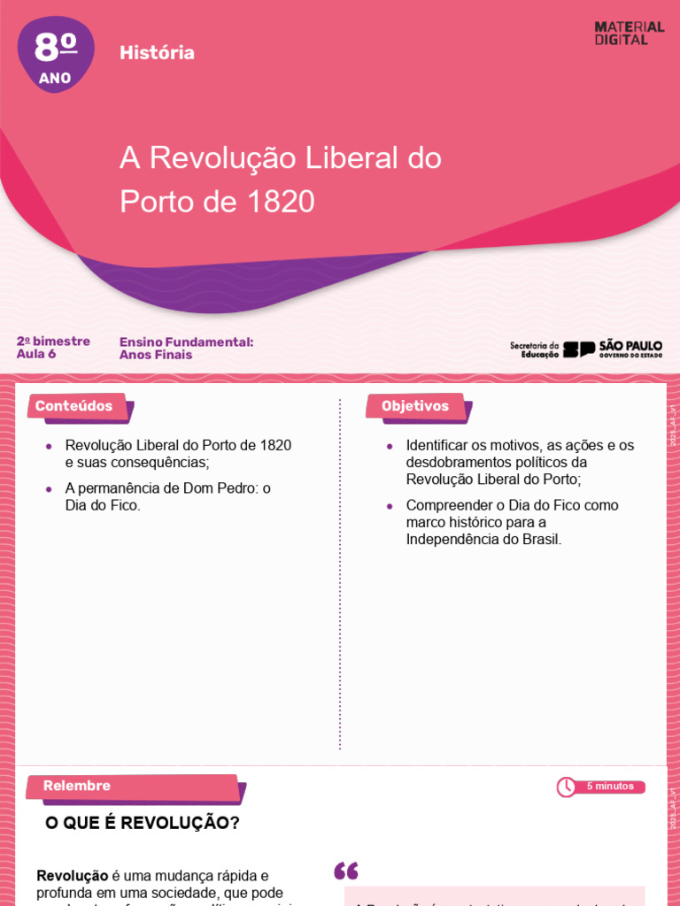 Revolução Liberal do Porto em 1820 | PDF | Liberalismo | Portugal