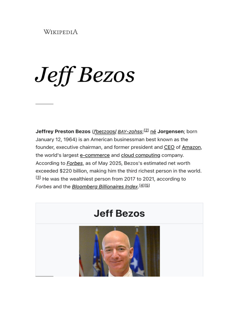 Jeff Bezos - Wikipedia | PDF | The Washington Post