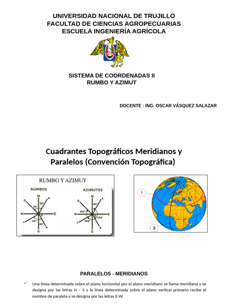 Rumbos y Azimutes en Topografía | PDF | Azimut | Geometría