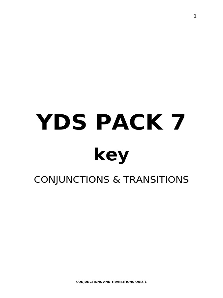 Conjunctions and Transitions Quiz Series | PDF
