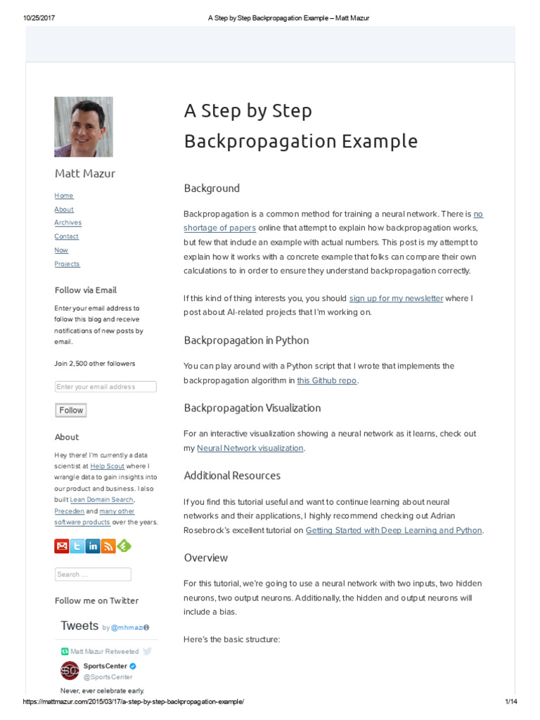 A Step by Step Backpropagation Example | PDF | Algorithms | Statistical Classification