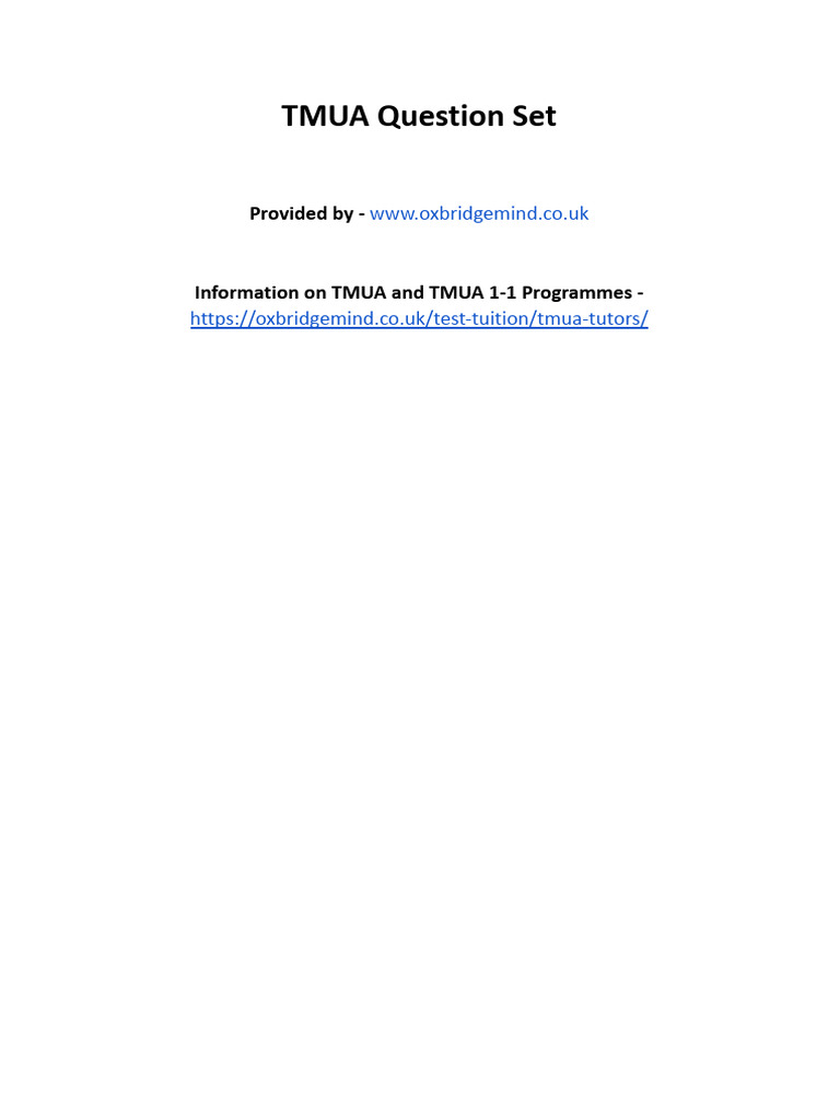 TMUA Practice Questions | PDF | Mathematical Objects | Mathematical ...