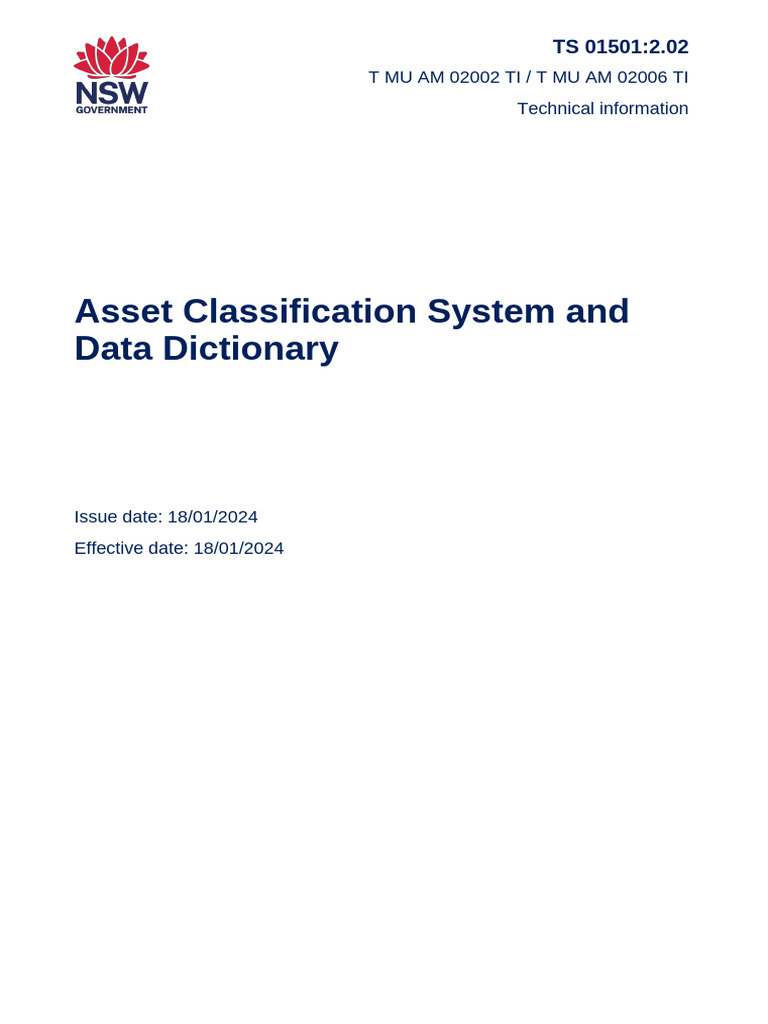TS 01501_2.02_Asset Classification System and Data Dictionary | PDF ...