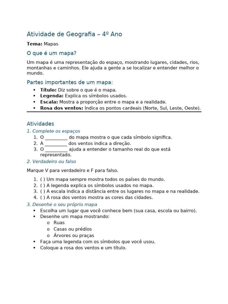Atividade Geografia Mapas | PDF