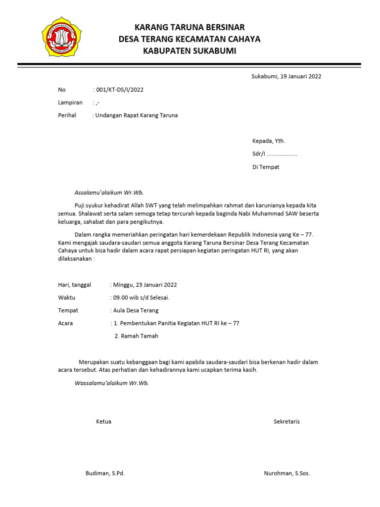 Surat Karang Taruna | PDF