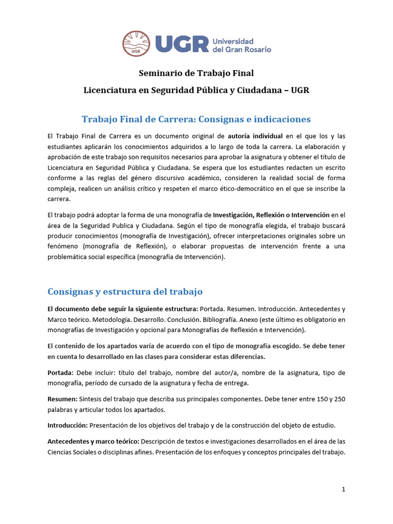 Consignas e Indicaciones TP Final de Carrera-Junio 2025 | PDF | Metodología de encuesta