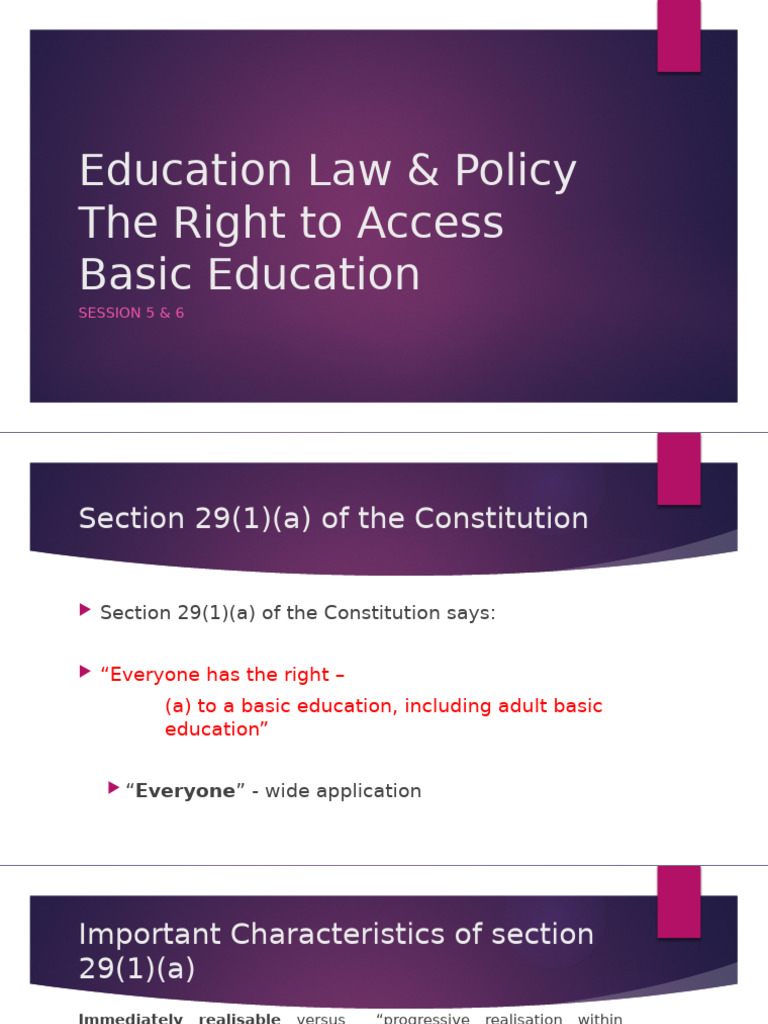 Session 3 - The Right To Basic Education | PDF | Learning | Discrimination