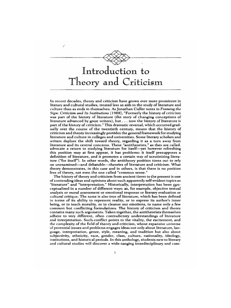 1 Introduction To Theory and Criticism | PDF