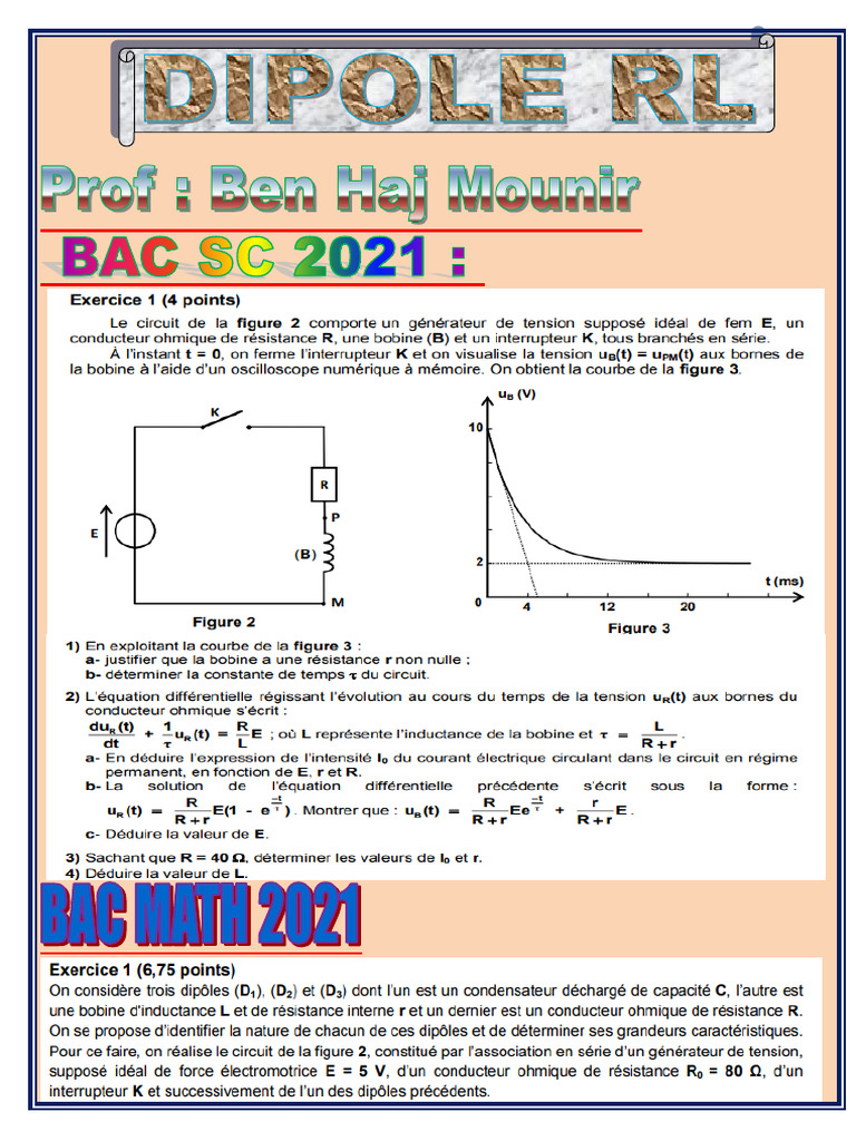 Dipole RL Serie Sujets Bac MR Ben Haj M | PDF