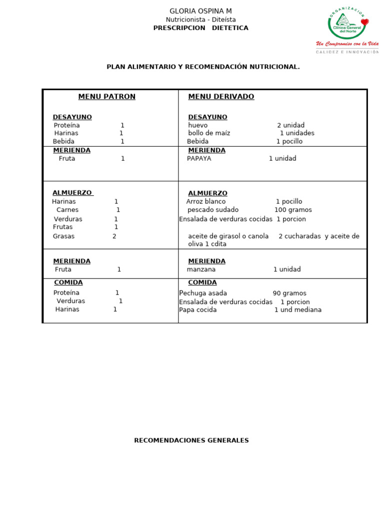 Plan Alimentario | PDF | Alimentos | Vegetales