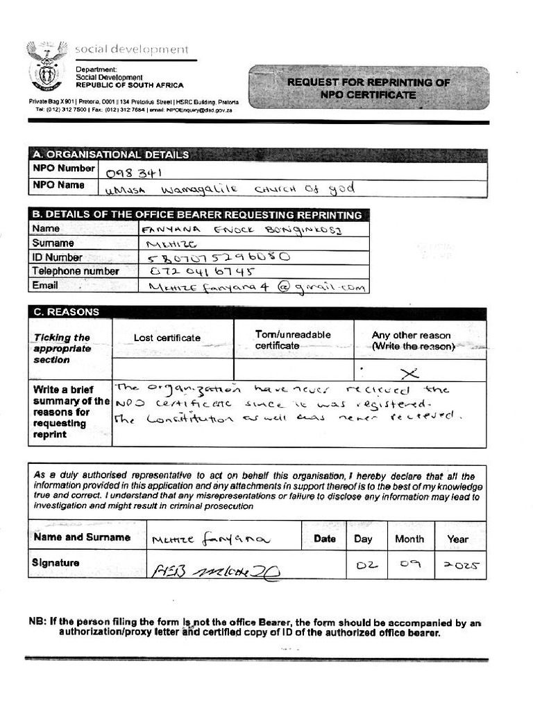 Npo Request - 124847 | PDF