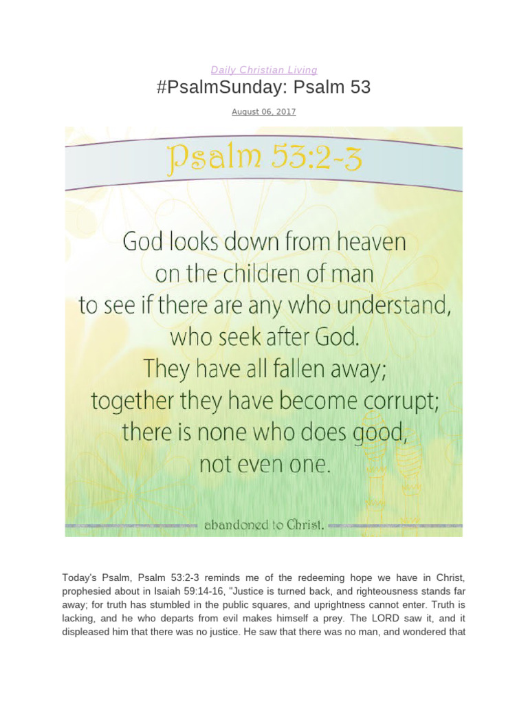 Daily Christian Living - PsalmSunday (Psalm 52 X Psalm 53) | PDF ...
