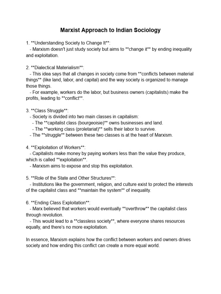 Marxist Approach To Indian Sociology | PDF | Marxism | Exploitation Of ...