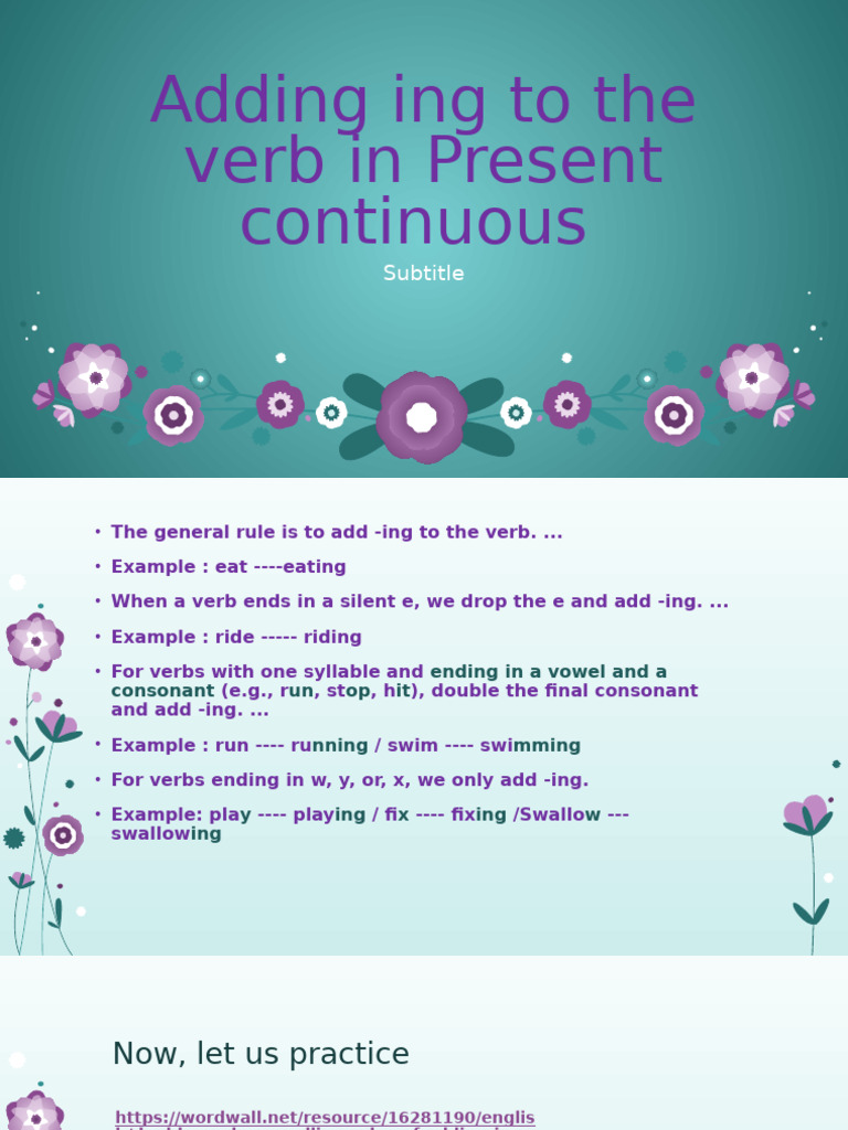 Adding Ing To The Verb in Present Continuous 7 National | PDF