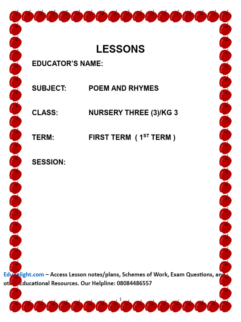 Nursery 3 Poems and Rhymes Lesson Plan | PDF | Stars | Rainbow