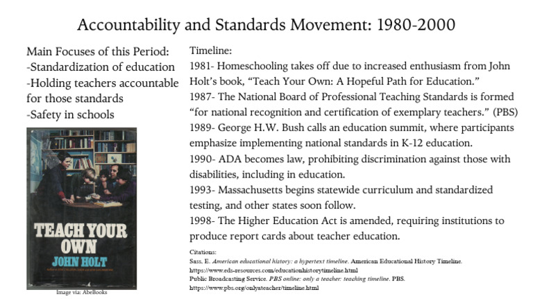 Accountability and Standards Movement 1980-2000 | PDF