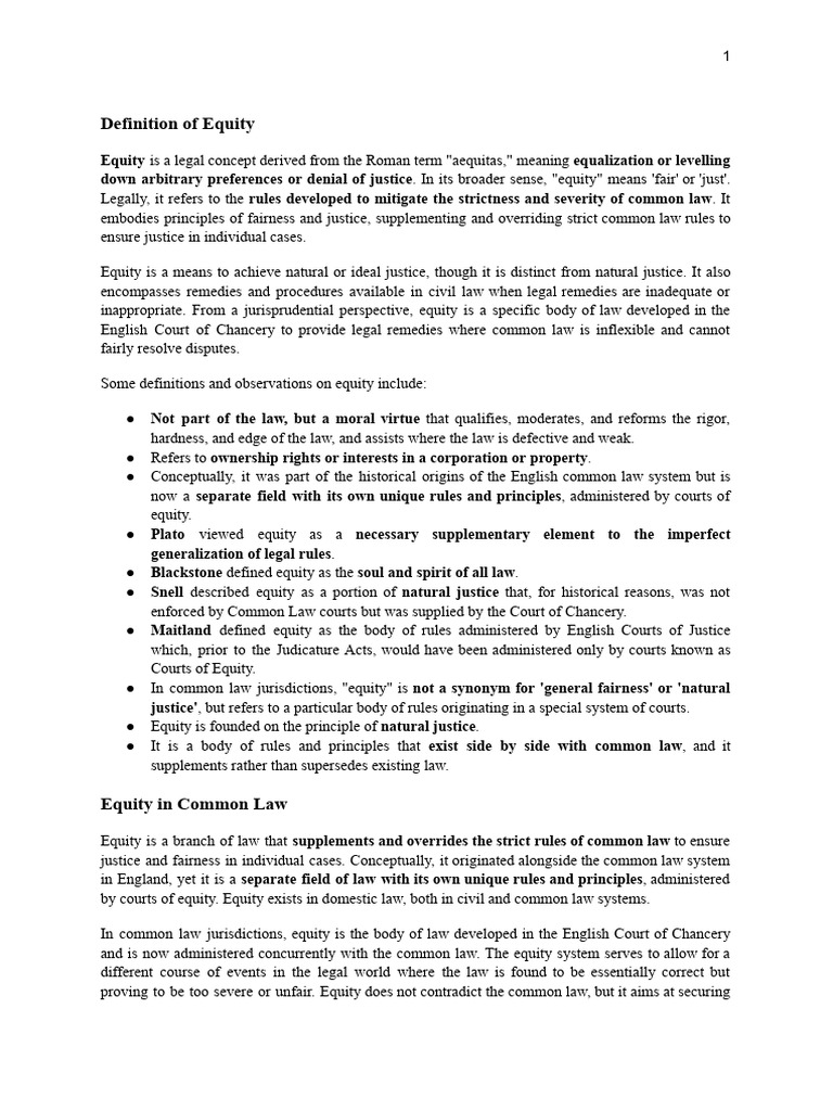 Equity Lecture 1-2 (Equity & Common Law) | PDF | Equity (Law) | Common Law
