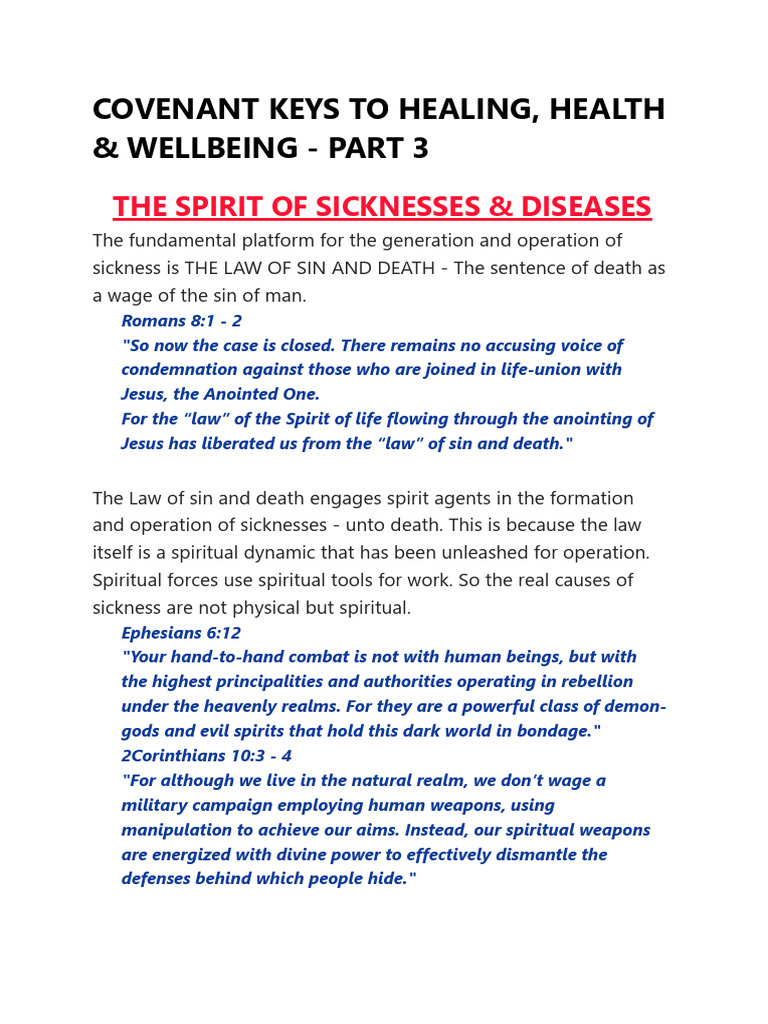 Covenant Keys To Healing, Health & Wellbeing - Part 3 | PDF | Sin | Jesus