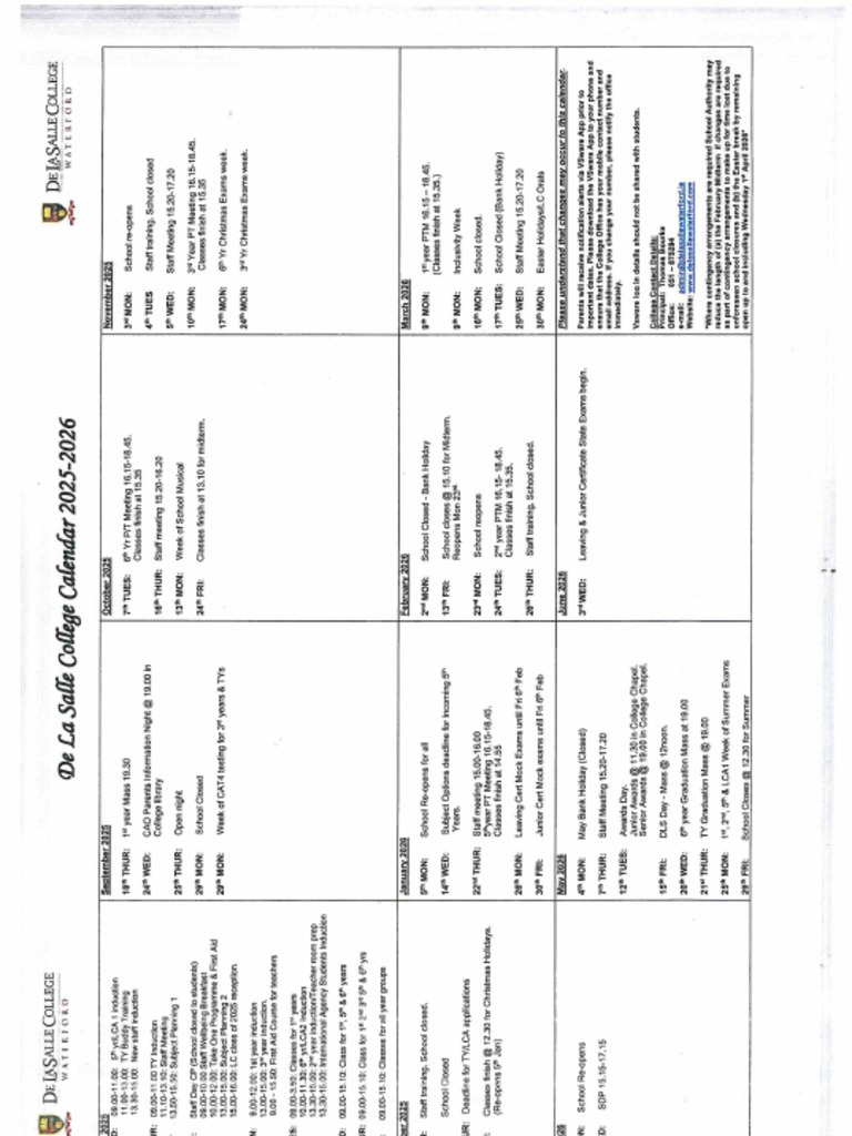 DLS Calendar 2025-2026 | PDF