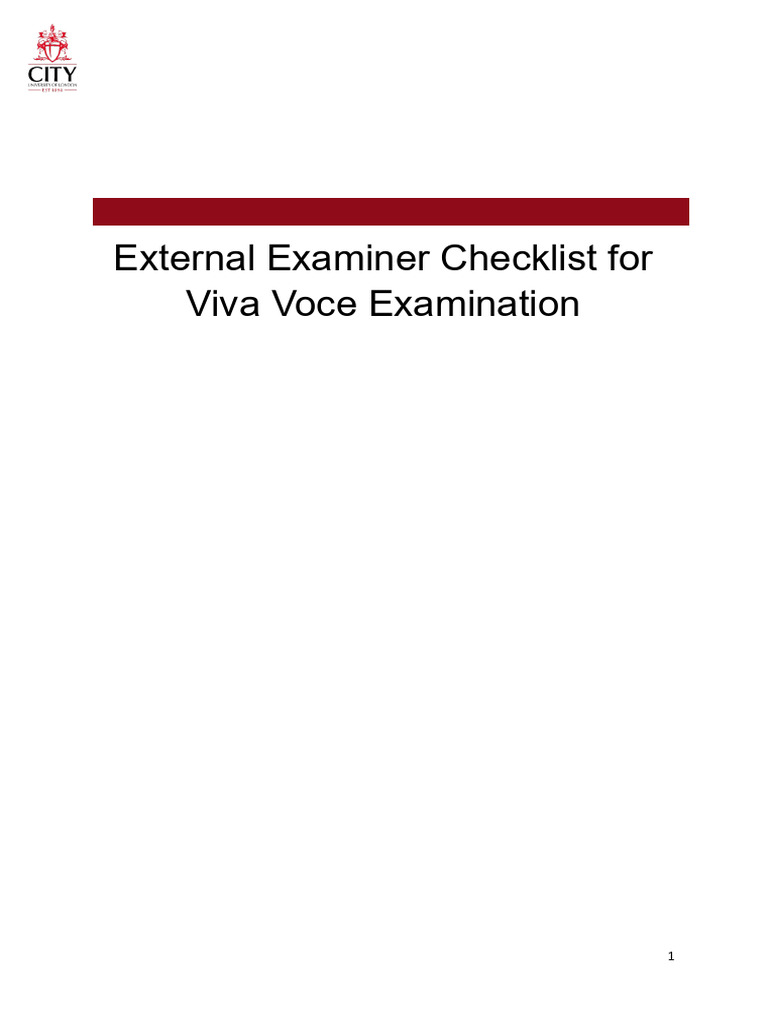 Checklist For External Examiners | PDF | Thesis | Master's Degree