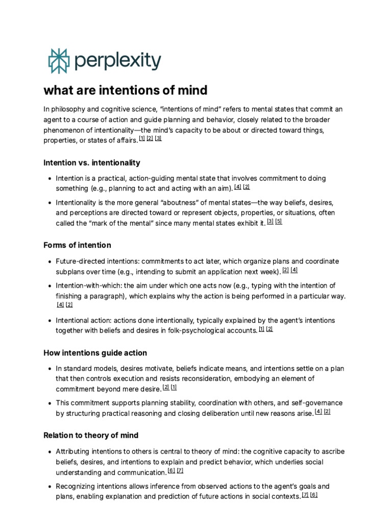 Understanding Intentions of Mind | PDF | Intention | Mind