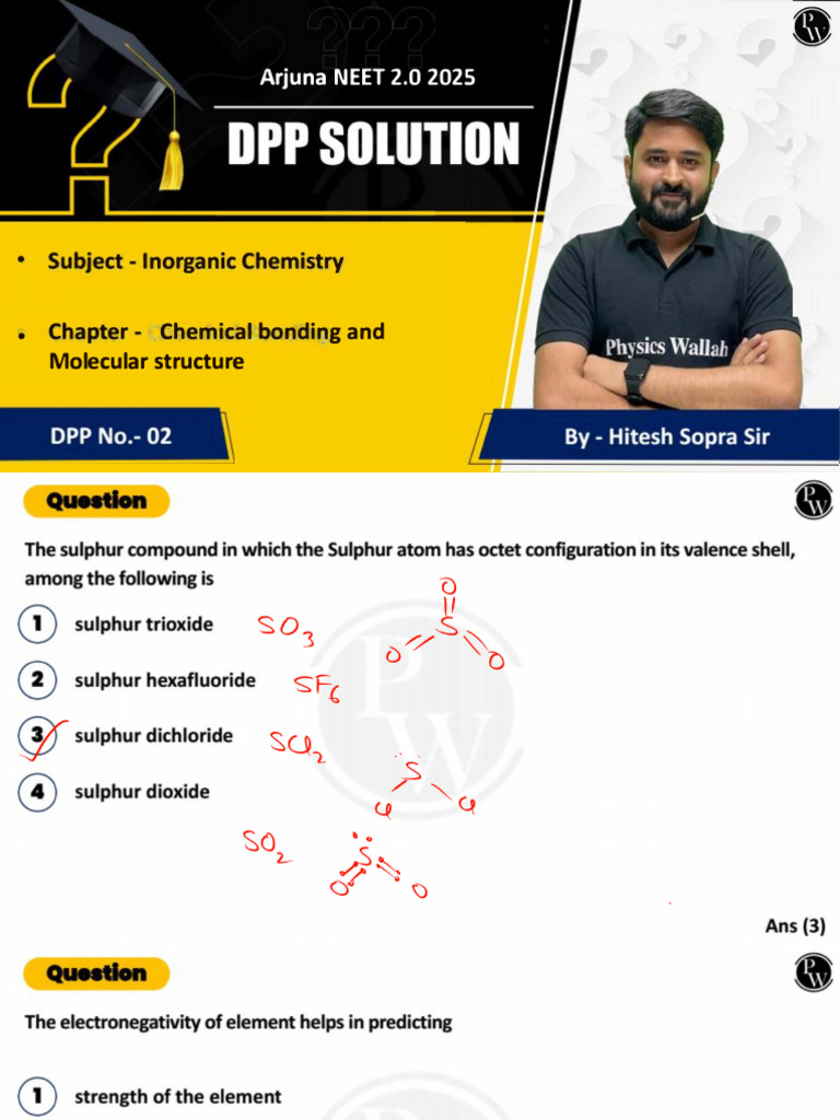 Chemical Bonding and Molecular Structure - DPP-02 Solution Notes ...