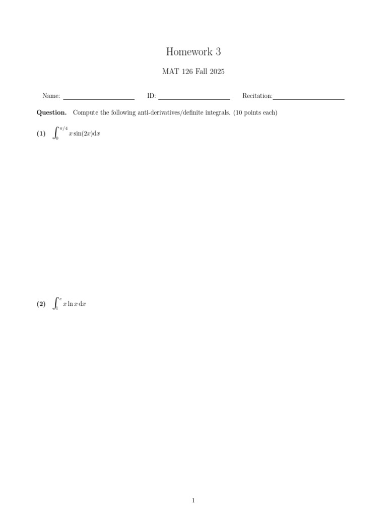 MAT 126 Homework3 | PDF