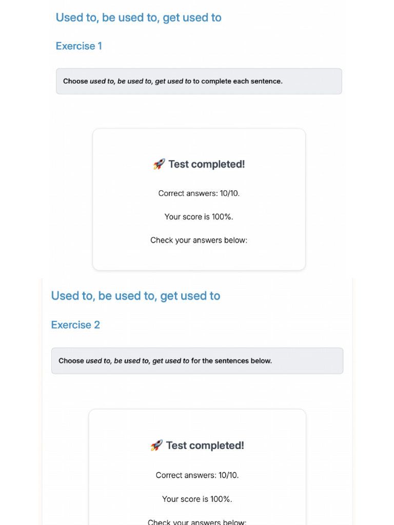 Used To, Be Used To, Get Used To | PDF