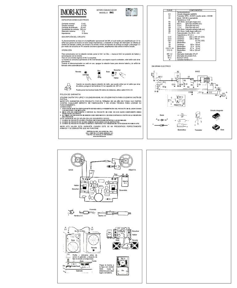 Diagrama Intercomunicador | Descargar gratis PDF | Amplificador ...