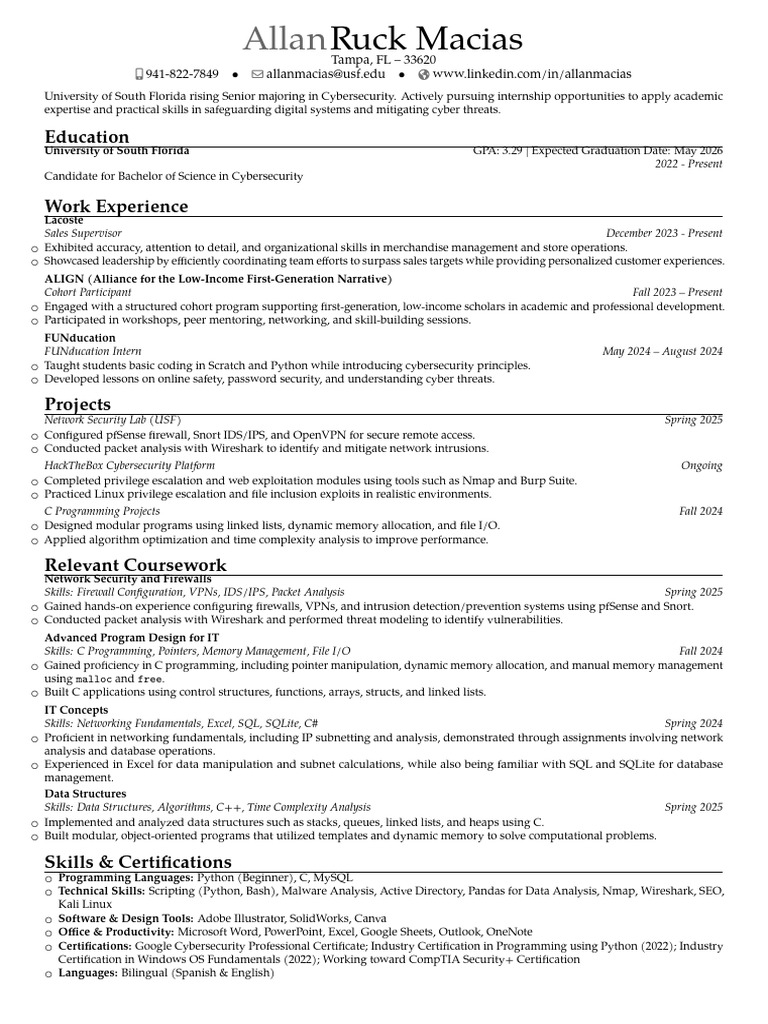 Allan Macias Resume Rev2 | PDF | Security | Computer Security