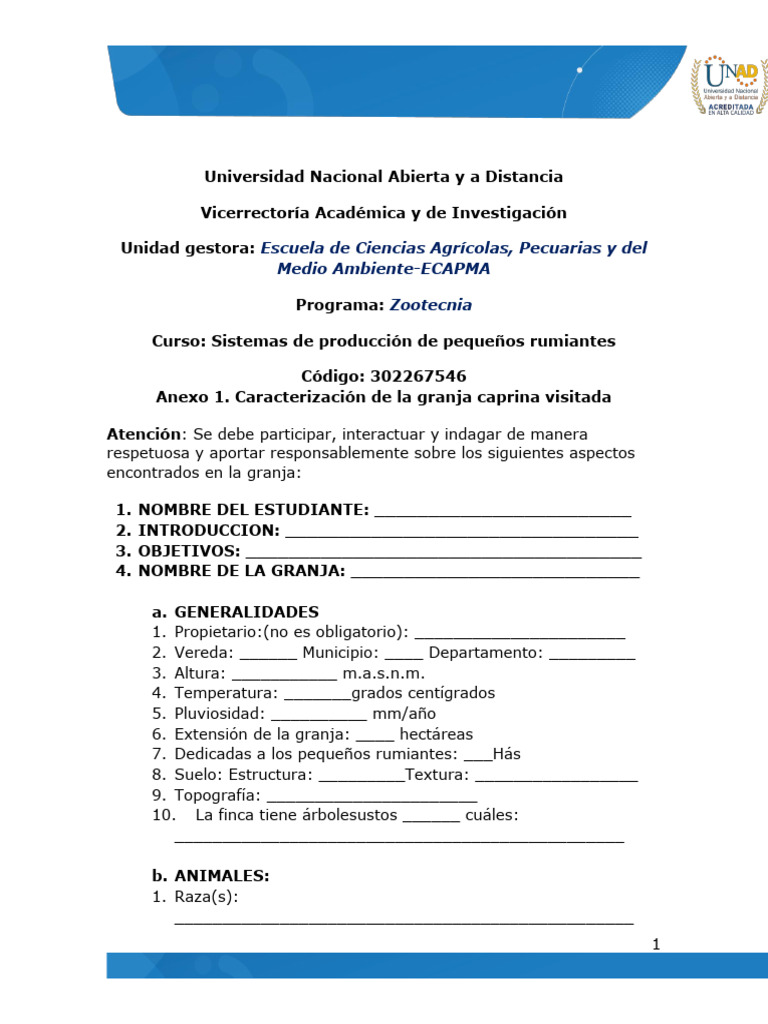 Anexo 1. Caracterización de La Finca Caprina Visitada-Páginas | PDF ...