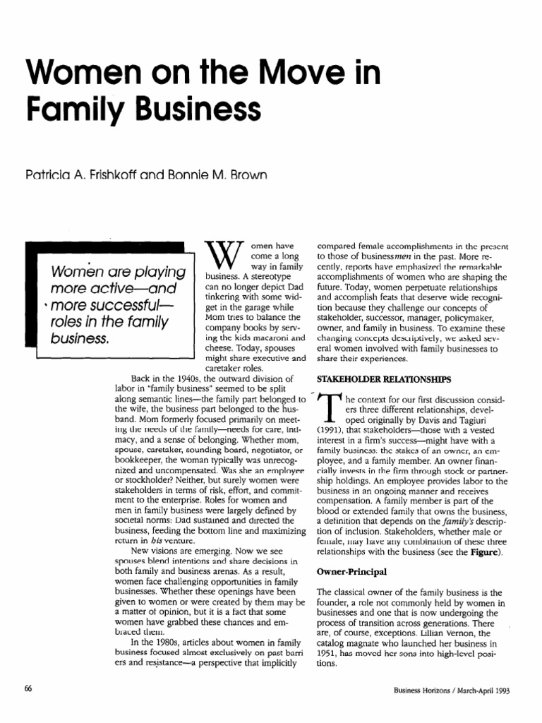 Women On The Move in Family Business | PDF | Leadership | Social Psychology