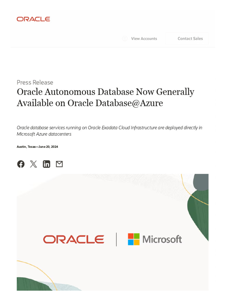 Oracle Autonomous Database Now Generally Available On Oracle Database ...