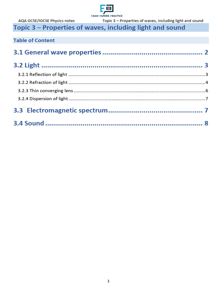 AQA GCSE Physics: Wave Properties Guide | PDF | Waves | Light