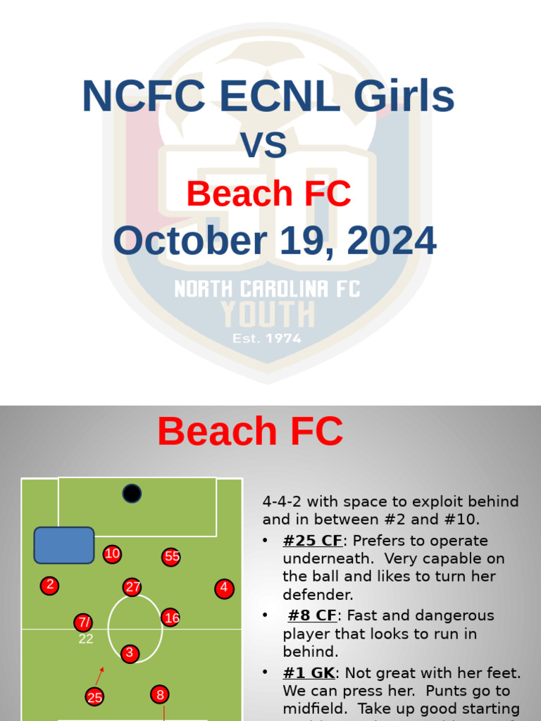 Beach FC vs NCFC ECNL Girls Strategy Guide | PDF | Defender ...