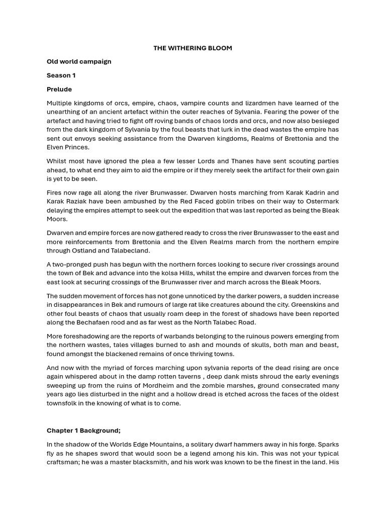 Withering Bloom Campaign - Sseason 1 and Force Building | PDF | Dwarf ...