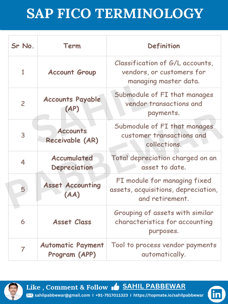 SAP FICO Terminology Guide | PDF | Invoice | Balance Sheet