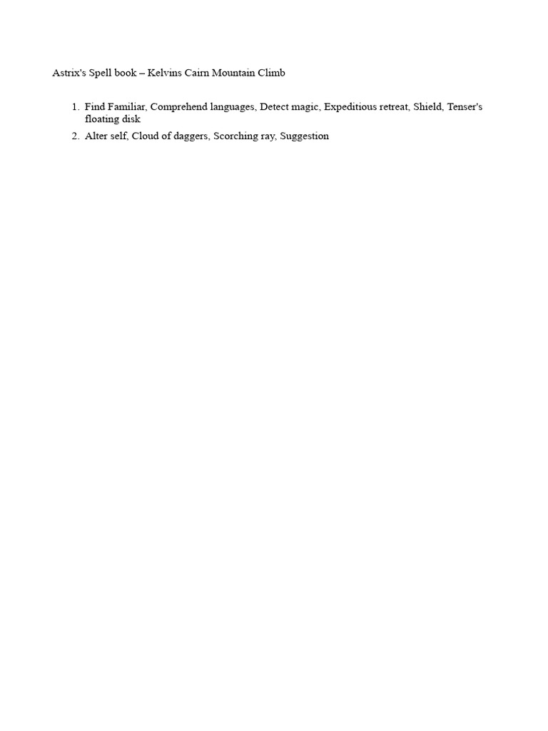 Mountain Climb Astrix Spellbook | PDF