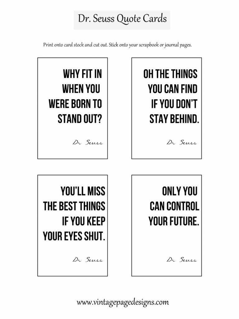DR Seuss Quote Cards 1 | PDF
