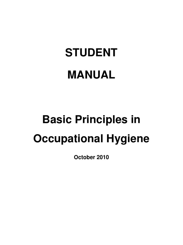 Basic Principles in Occupational Hygiene (Student Manual) | PDF ...