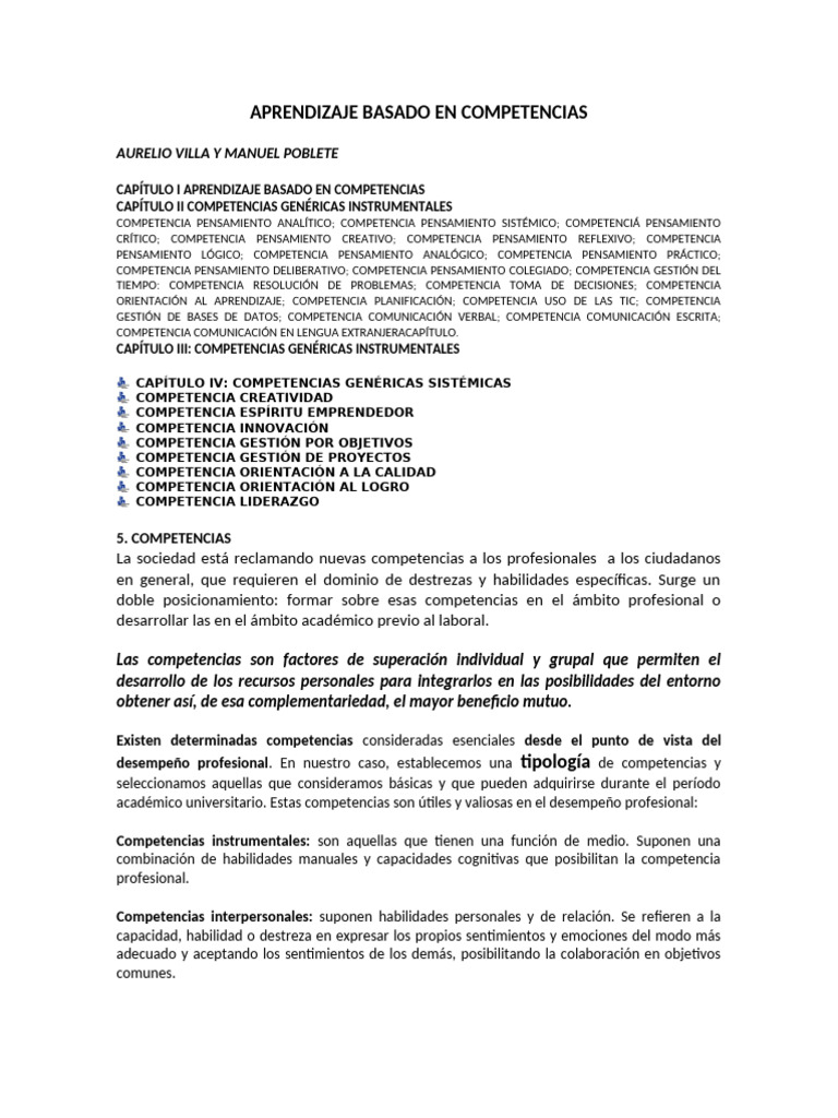Aprendizaje Basado en Competencias | PDF | Aprendizaje | Pensamiento