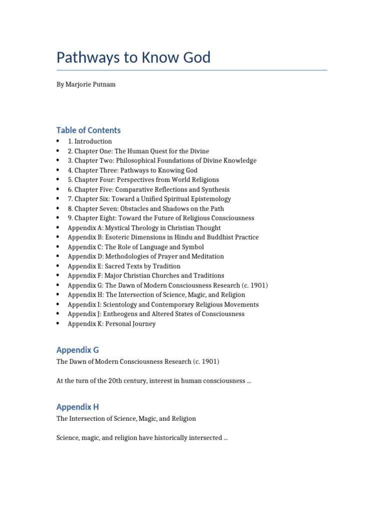 Pathways To Know God Updated | PDF