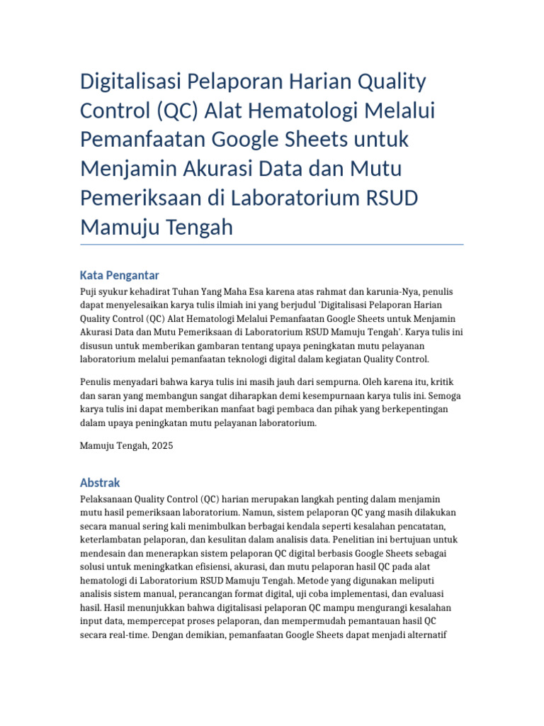 Digitalisasi QC Laboratorium dengan Google Sheets | PDF