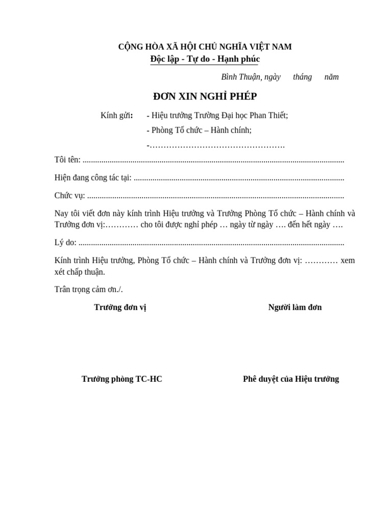 Don Xin Nghi Phep | PDF